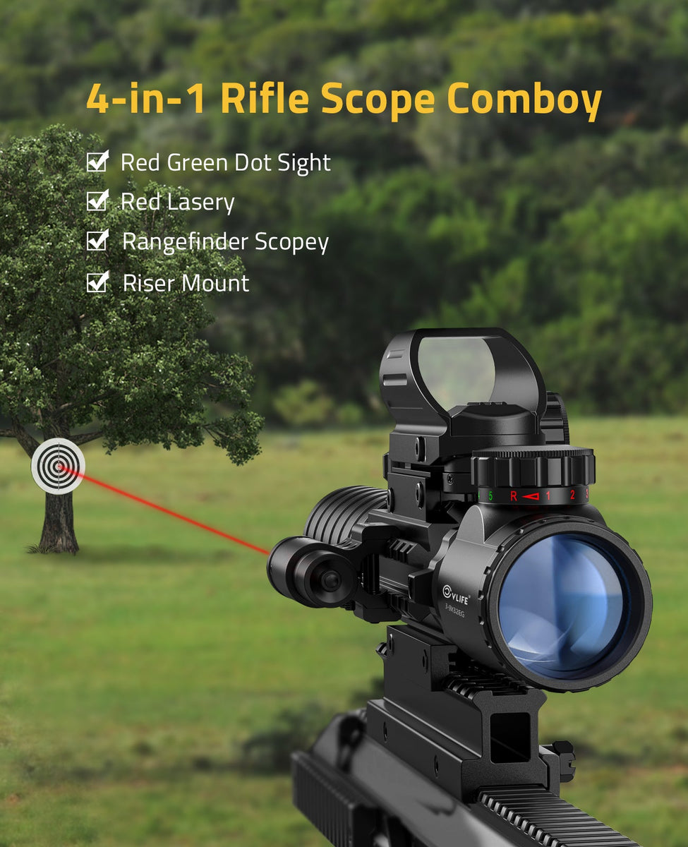 MidTen 3-9x32 4-in-1 Scope Combo with Dot Sight & Laser Sight & 20mm M