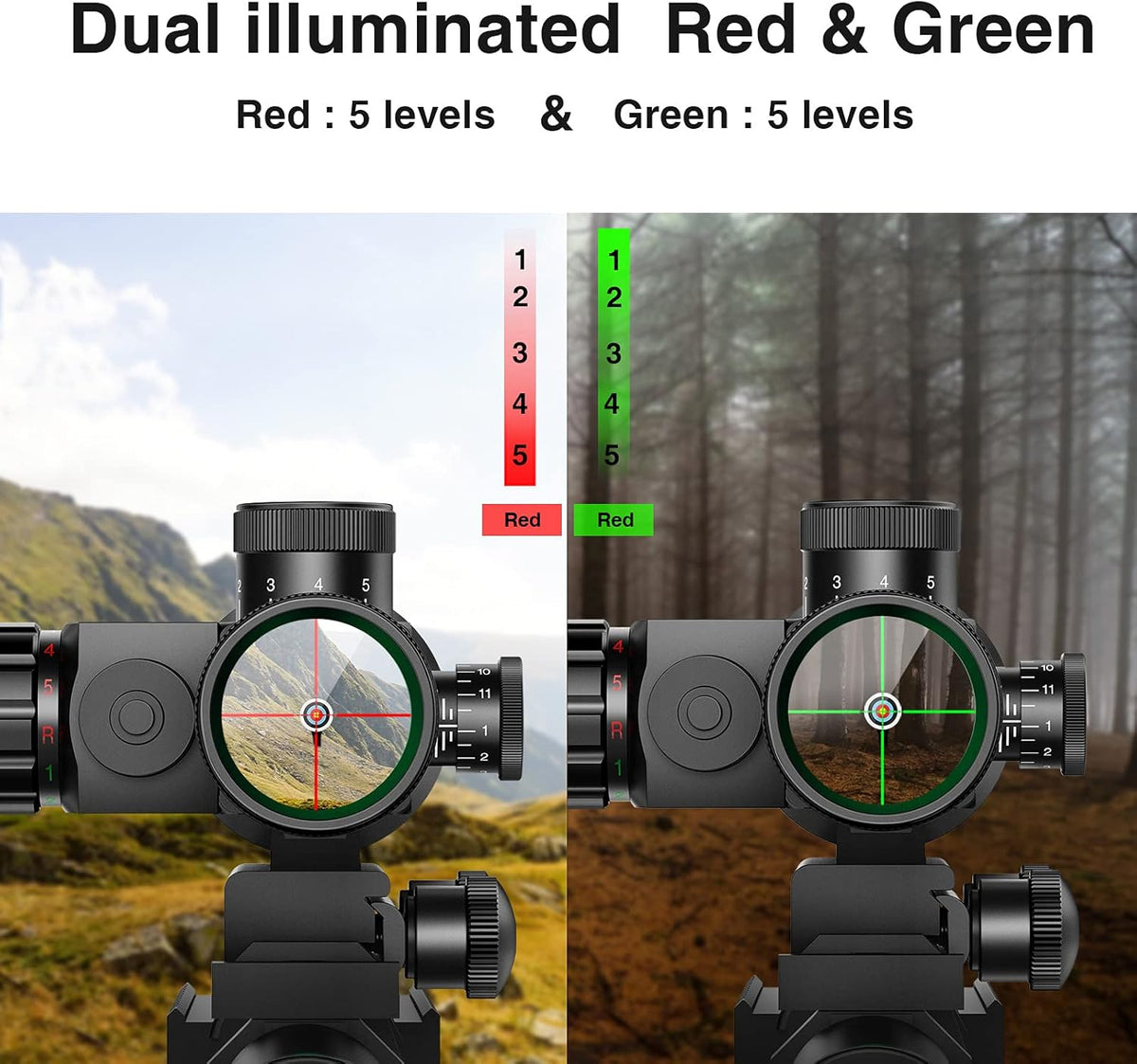 MidTen 2.5-10x40 OE Red Green Illuminated Mil-dot Scope with Red/Green