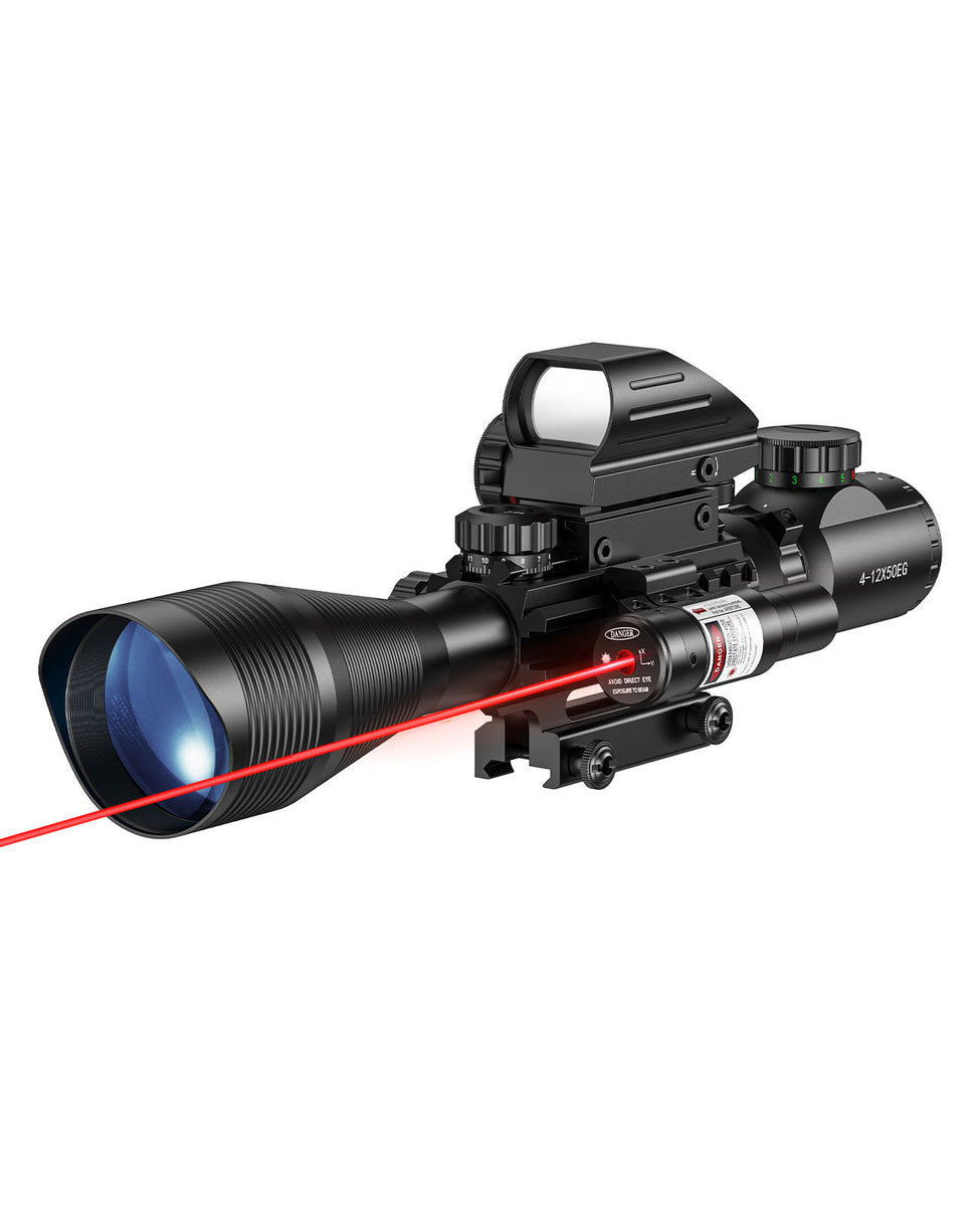 MidTen 4-12x50EG Dual Illuminated Scope with Dot Sight and Red Laser S