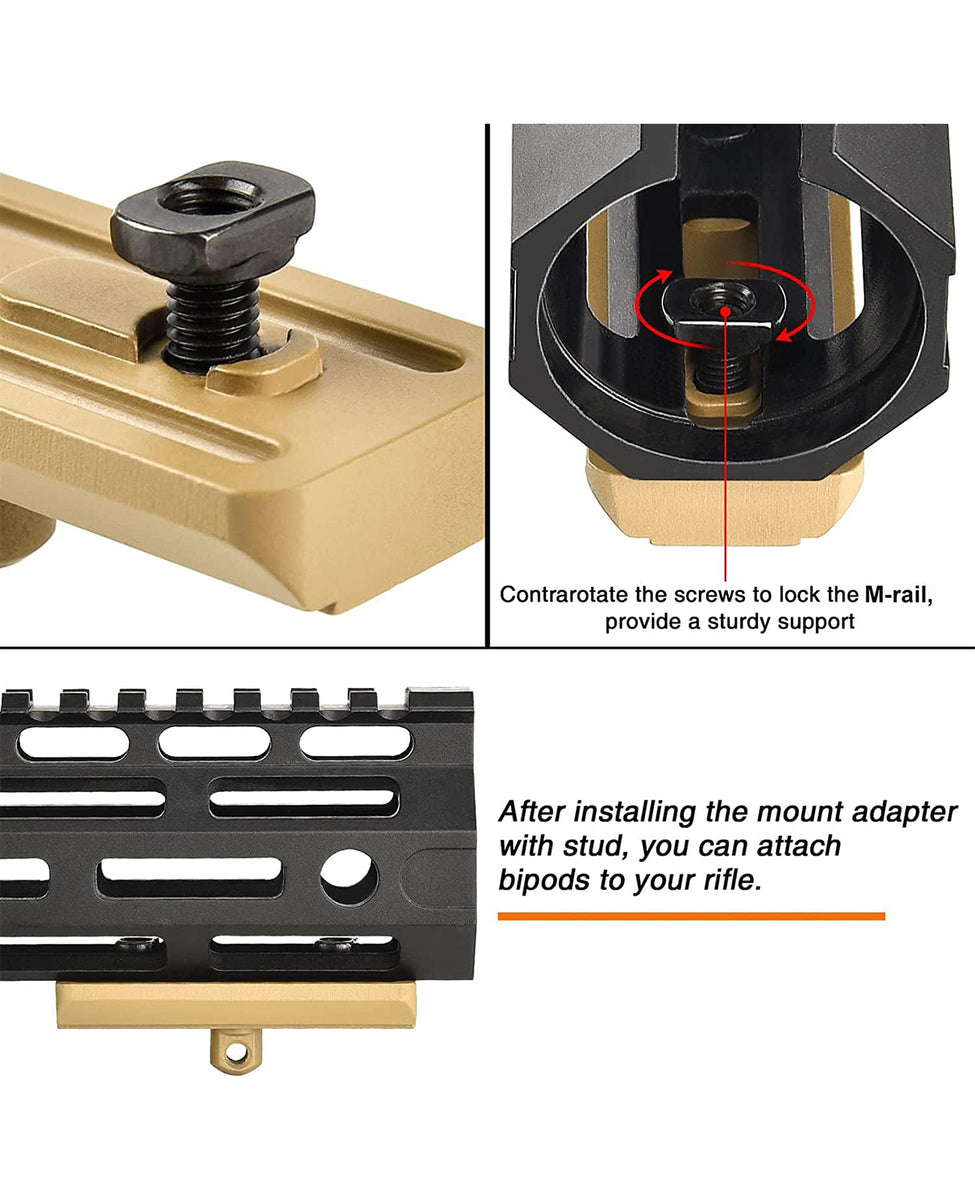 MidTen Bipod Adapter Bipod Mount Sling Stud 4 T-Nuts 4 Screws and 1 Wr