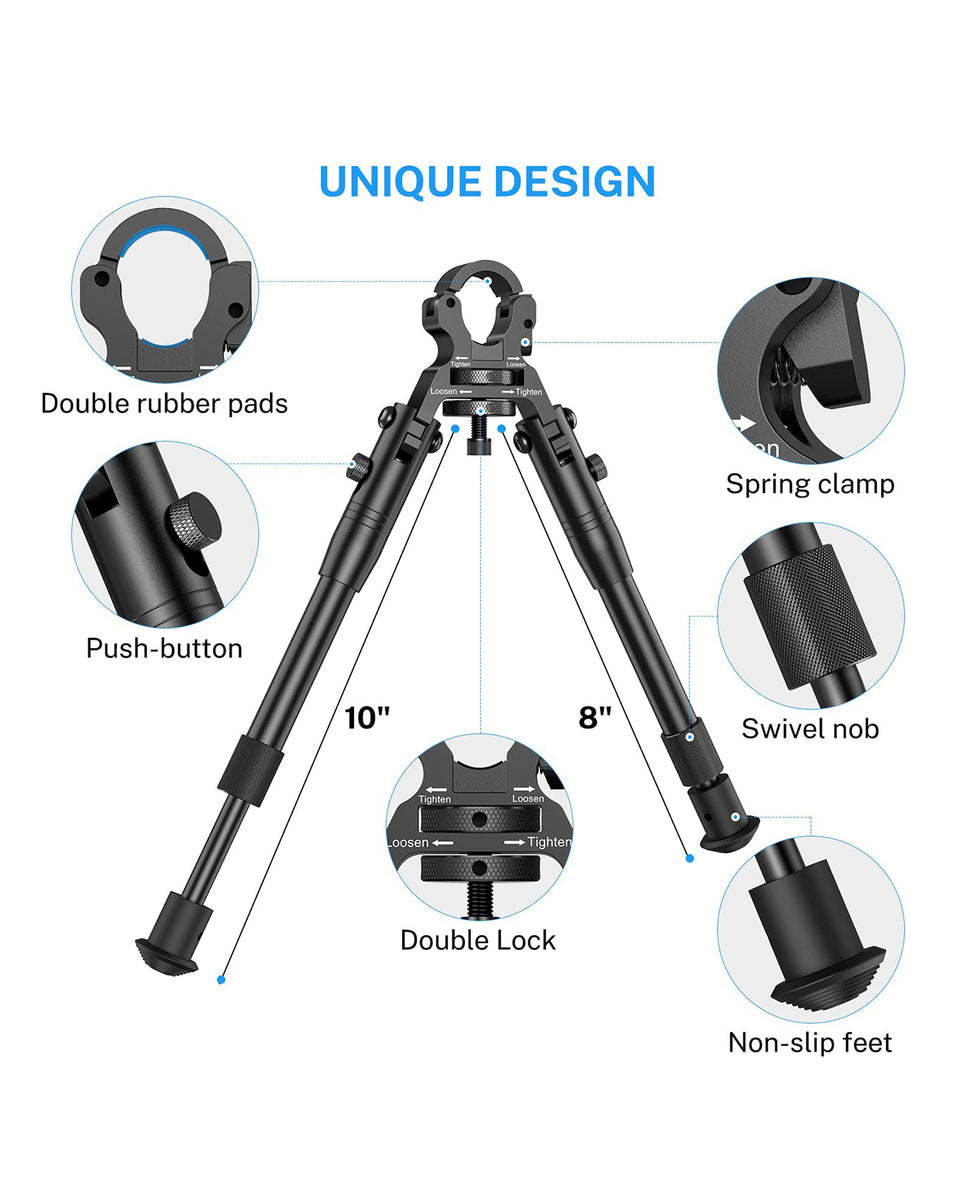 Midten Clamp-on Bipod for Rifle, Height from 8"-10", Quick Release Des ...