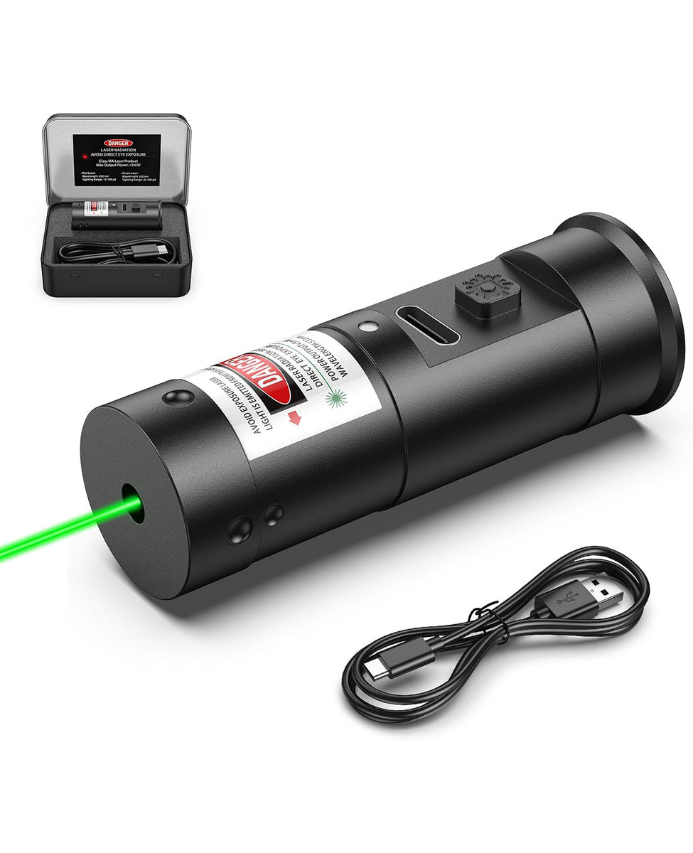 MidTen Rechargeable Red/Green Laser Bore Sight 12 Gauge with Push On/O